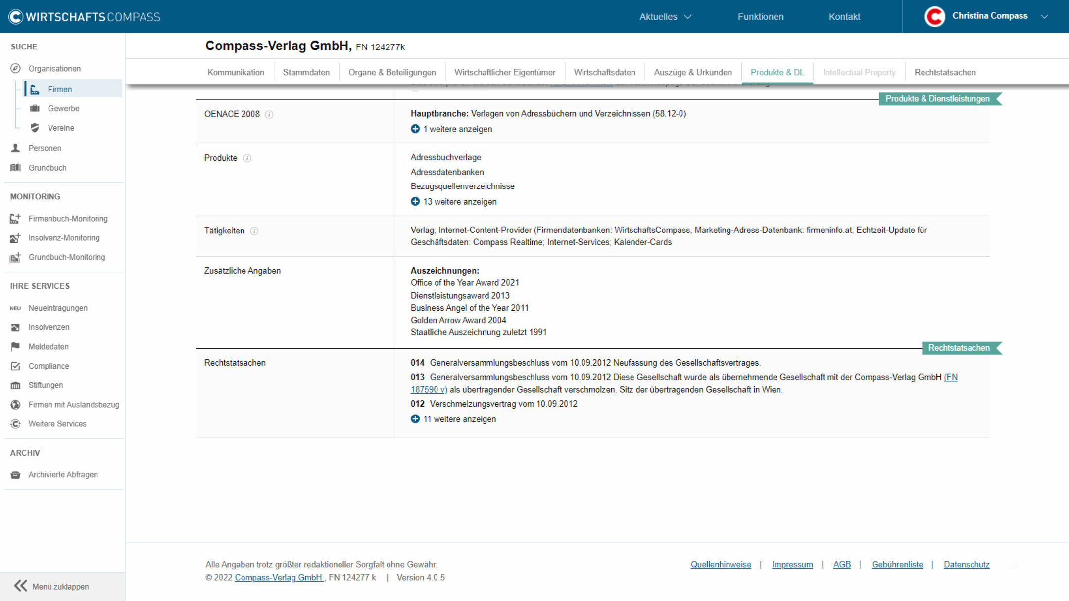 Firmen-Informationen im Wirtschafts-Compass